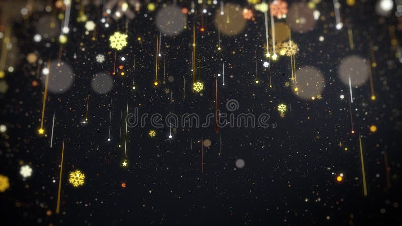 Christmas Background with Gold Snowflakes, Star and Particles Falling ...