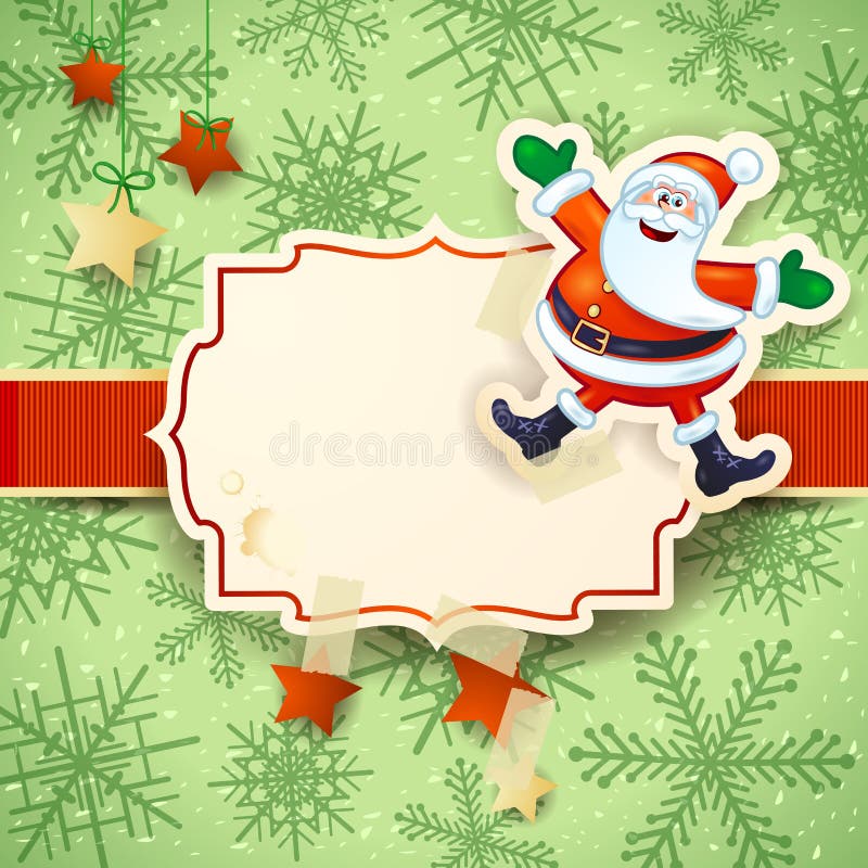 Christmas Background with Happy Santa on Snow Background Stock Vector ...