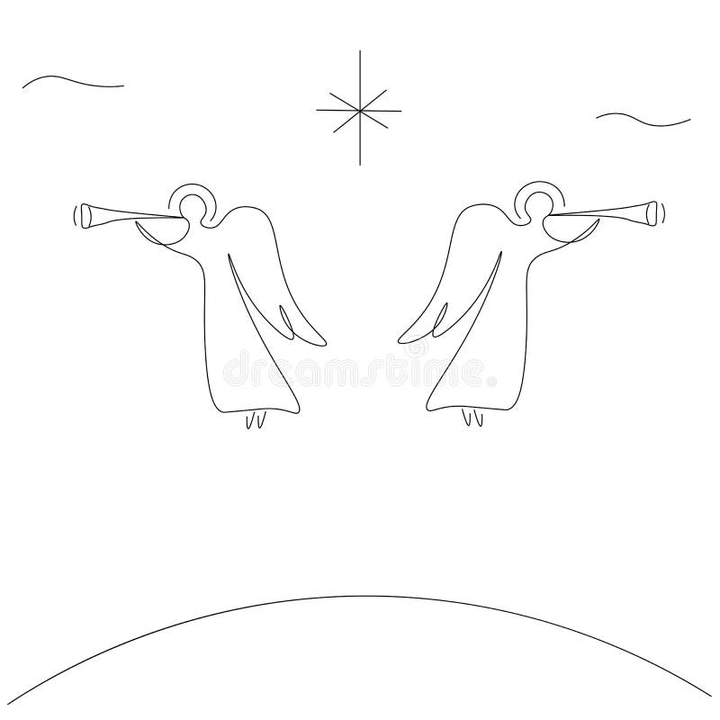 Angels Star Line Drawing Stock Illustrations – 109 Angels Star Line ...
