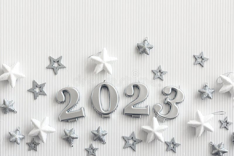 Christmas Background with Numbers 2023 and Decor on a White Background ...