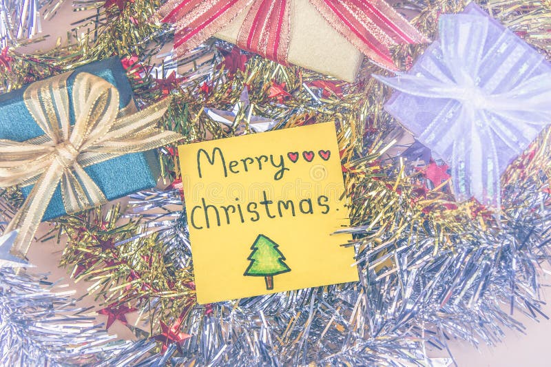 Christmas Background and Paper Note Merry Christmas Decor on Ba Stock ...