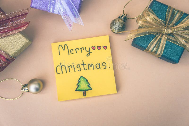 Christmas Background and Paper Note Merry Christmas Decor on Ba Stock ...