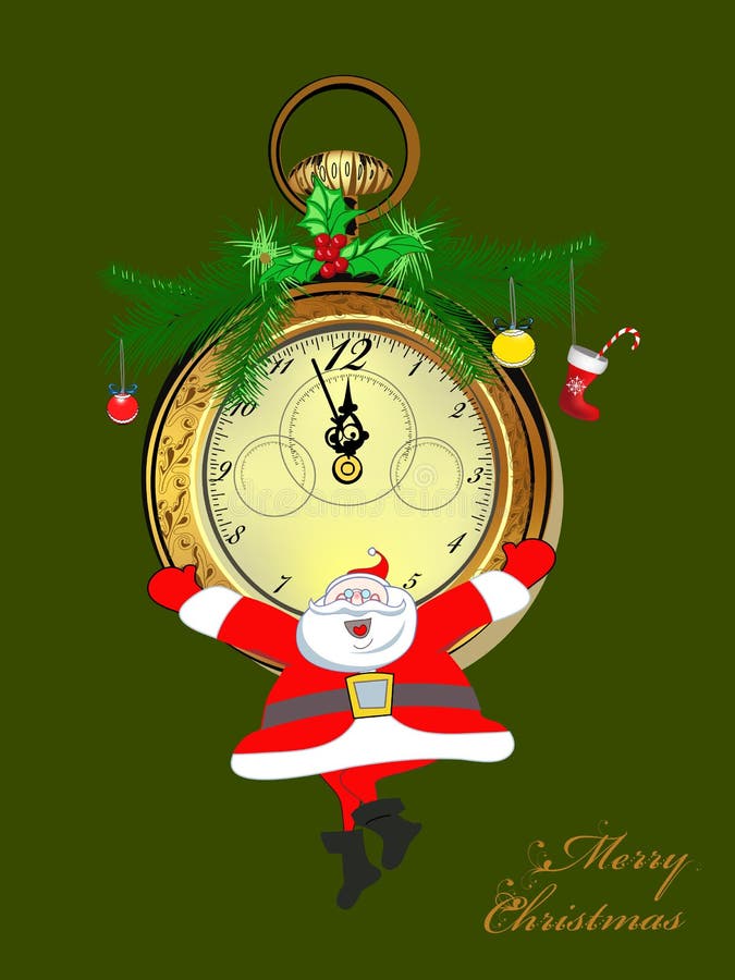 Christmas time clock stock vector. Illustration of colorful - 16941554