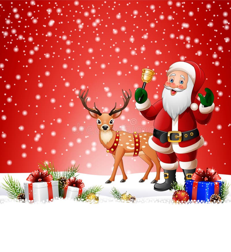Christmas Background with Santa Clause Ringing Bell Stock Vector ...