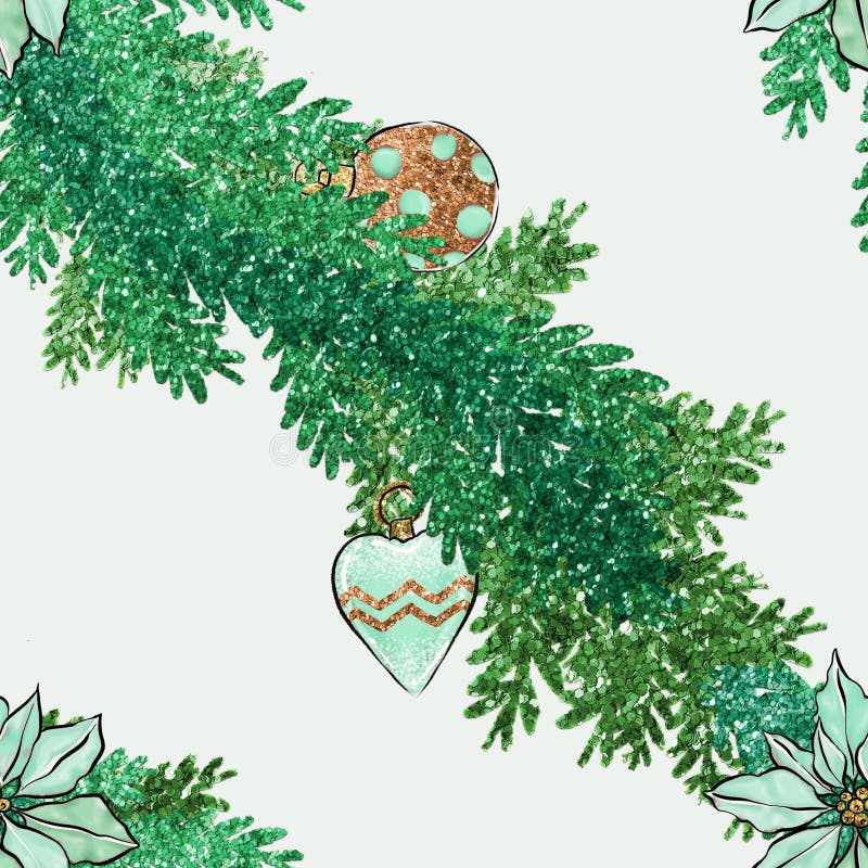 CHRISTMAS BACKGROUND SEAMLESS PATTERN - CHRISTMAS TREE BRANCHES FESTOON ...