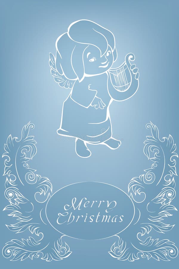 Christmas Background With Singing Angel. Stock Vector - Illustration of ...