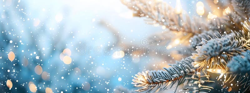 Snowy Christmas Lights Banner Background Stock Illustration ...
