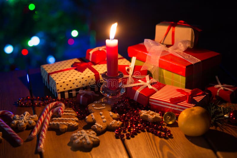 Christmas Background on a Table Stock Photo - Image of celebration ...