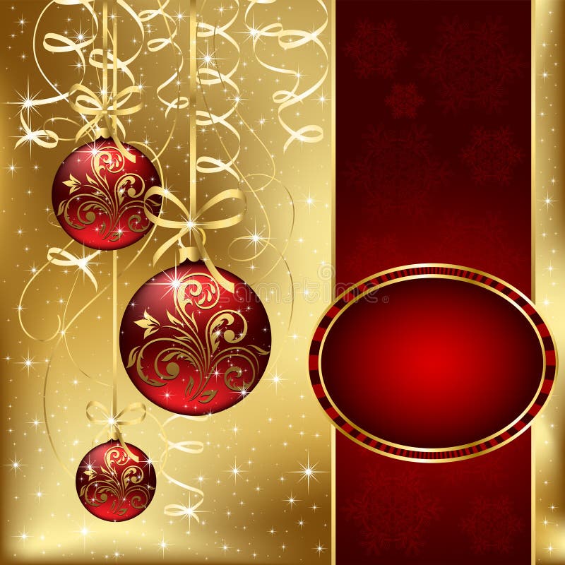 Christmas Background with Three Red Balls Stock Vector - Illustration ...