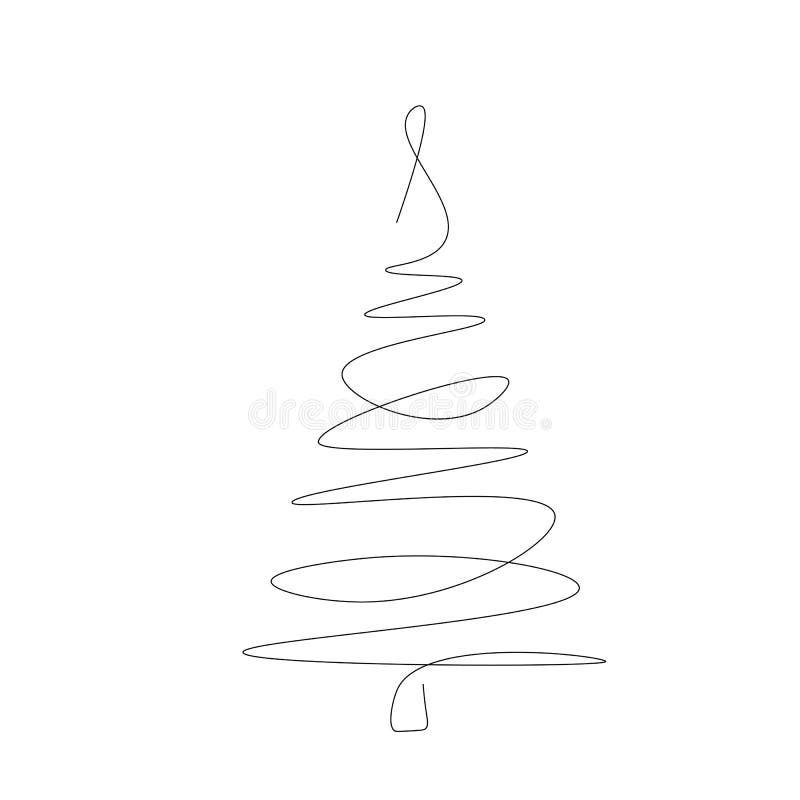 Christmas Background with Tree One Line Draw Stock Illustration ...