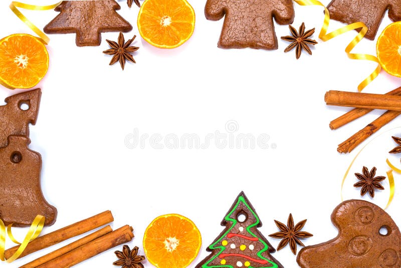 Christmas Bakery Frame with Gingerbread Stock Photo - Image of ornament ...