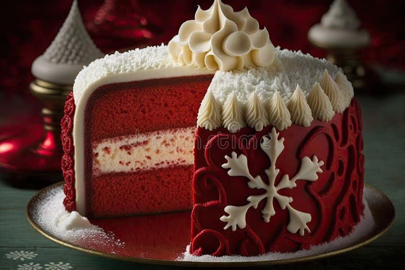 Christmas Baking Cakes with Cream Red Velvet Cake Stock Photo - Image ...