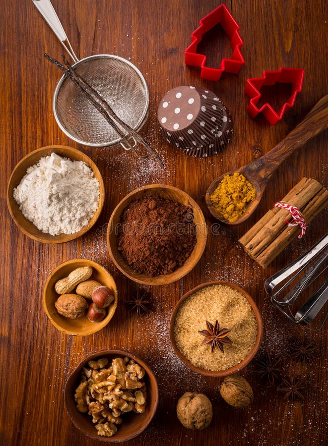 Christmas Baking Ingredient and Spices Stock Image - Image of homemade ...