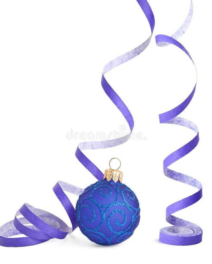 Christmas Ball with Paper Streamer Stock Photo - Image of blue ...