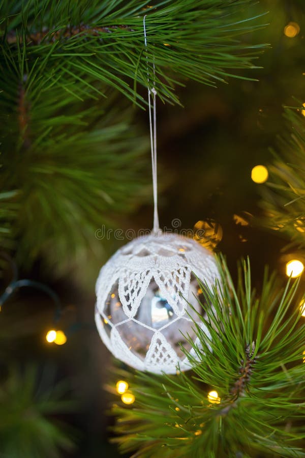 Christmas Ball on a Pine Branch Stock Image - Image of holiday ...