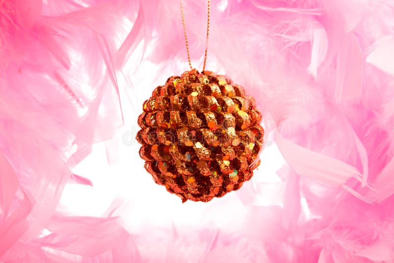Christmas Ball on Pink Fluff Stock Image - Image of cherry, glass: 11641481