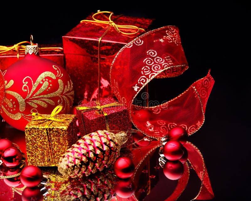 Christmas ball and ribbon. stock image. Image of beads - 22146879