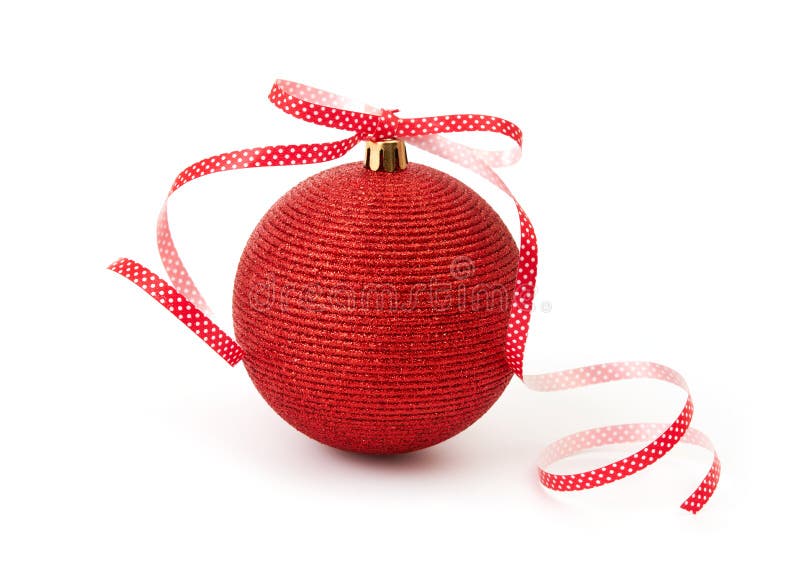 Christmas ball with ribbon stock photo. Image of ball - 161783288