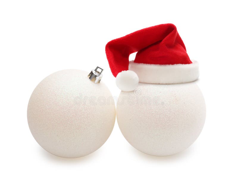 Christmas Ball with Santa Claus Hat Stock Image - Image of winter ...