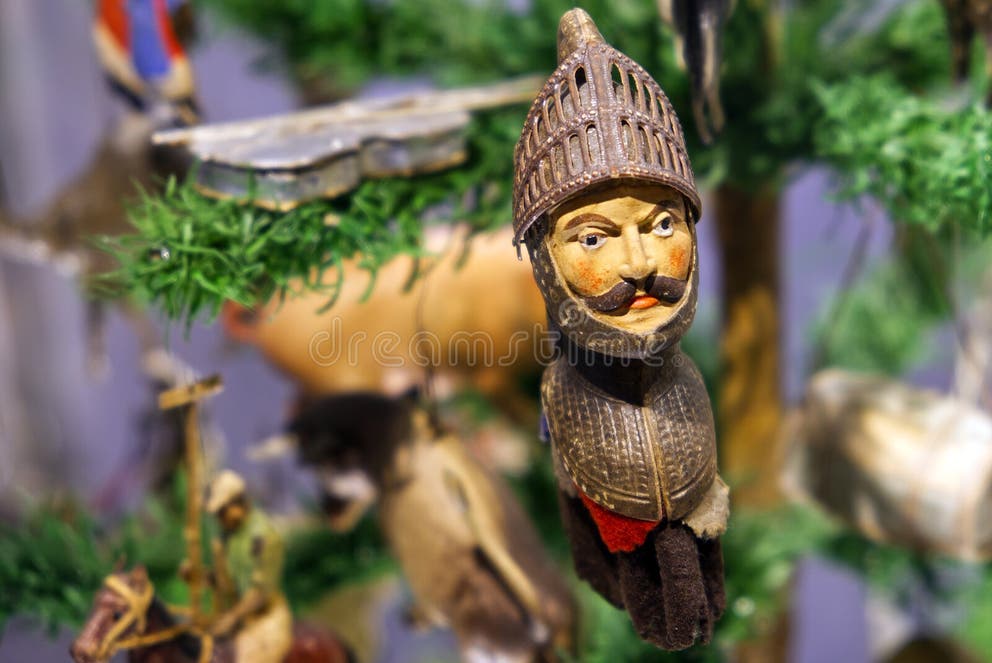 A Christmas Ball in the Shape of a Knight in a Christmas Tree Stock ...