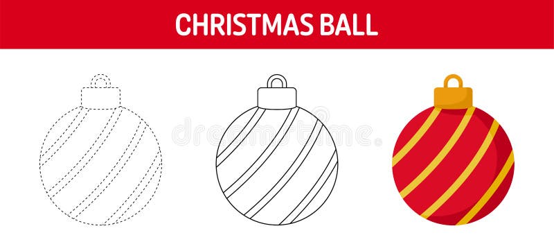 Christmas Ball Tracing and Coloring Worksheet for Kids Stock Vector ...