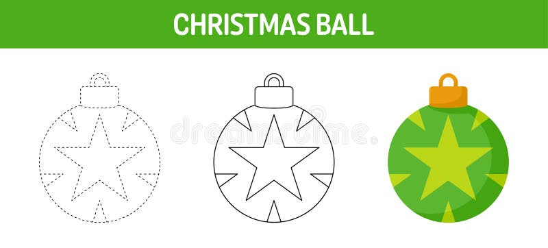 Christmas Ball Tracing and Coloring Worksheet for Kids Stock Vector ...