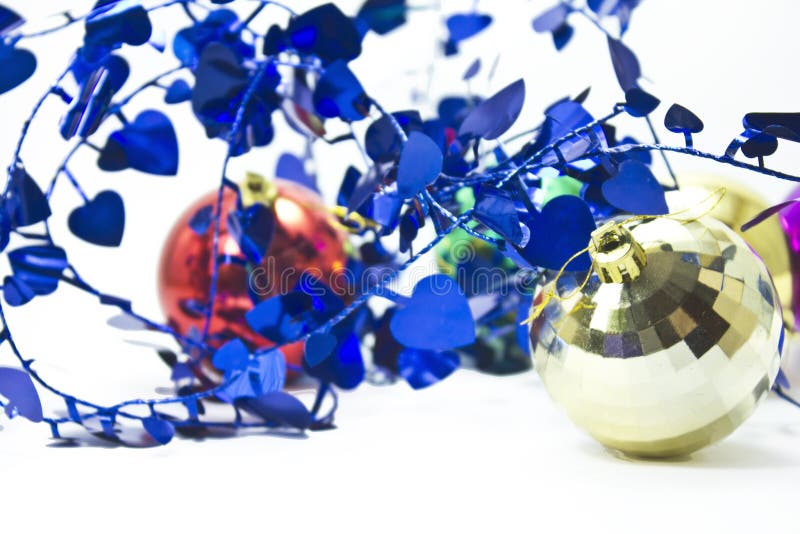 Christmas Balls and Curly Ribbon Stock Image - Image of christmas ...