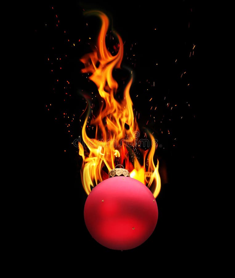 Christmas balls in fire stock image. Image of fireworks - 20928001