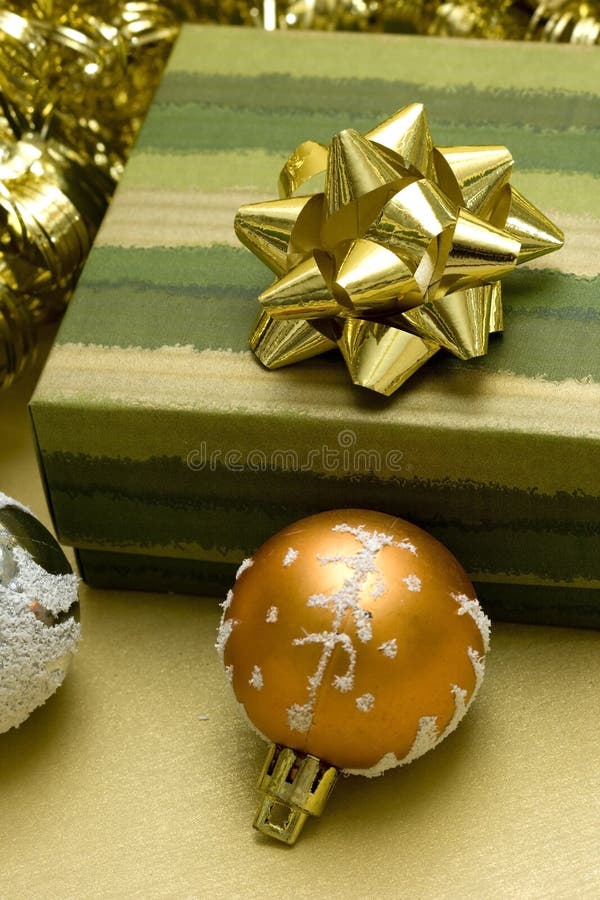 Christmas Balls and Gift Box Stock Photo - Image of garland, decorate ...