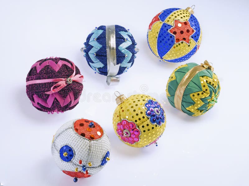 Christmas Balls of Many Colors Hand-finished Stock Image - Image of ...