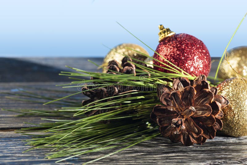 Christmas Balls with Pine Cone Stock Photo - Image of event, pine ...