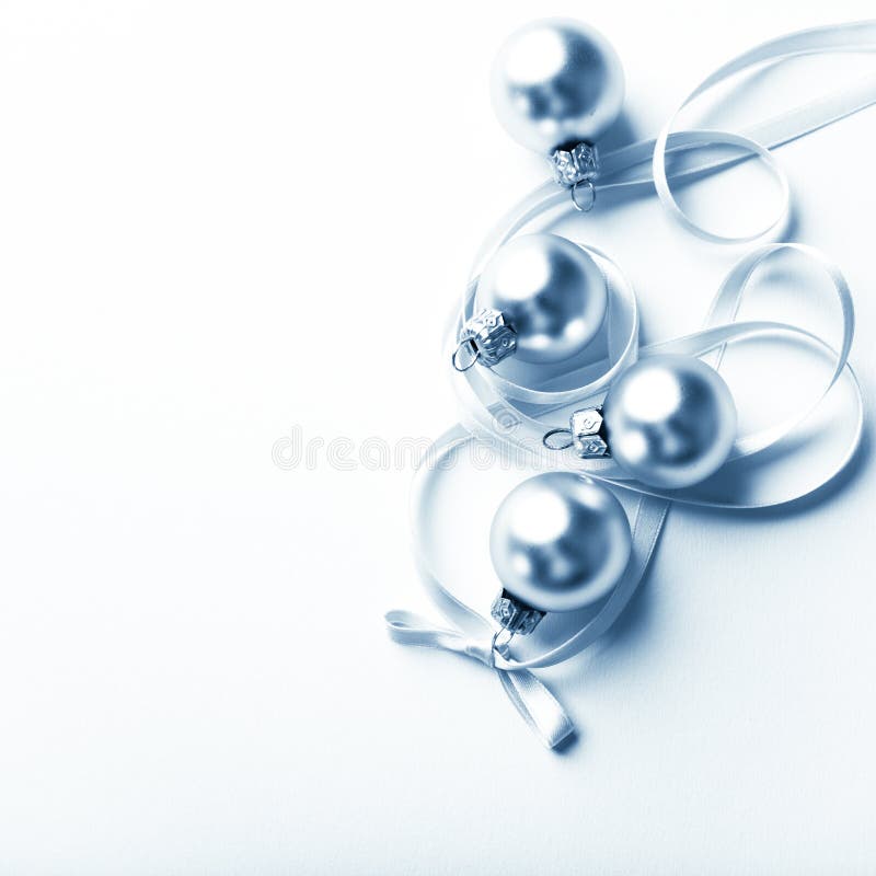 Christmas Balls with Ribbon on White Background Stock Photo - Image of ...