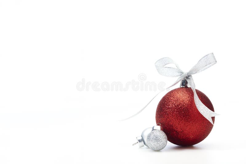 Christmas Balls with Ribbon on White Background Stock Image - Image of ...
