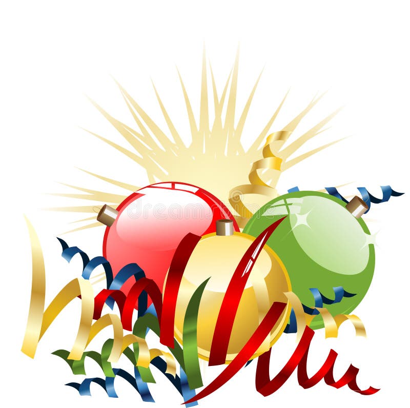 Christmas Balls with Ribbons Stock Vector - Illustration of ball ...