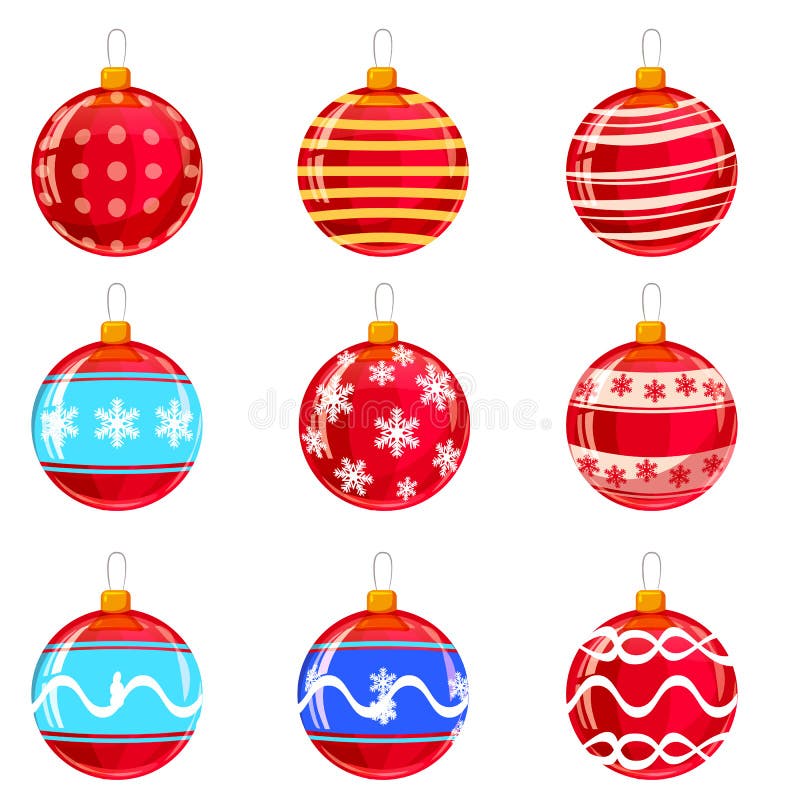 Christmas Balls. Set of Isolated Cartoon Decorations. Vector ...