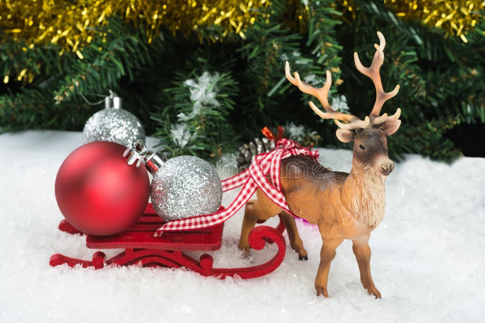 Christmas balls on sledge stock image. Image of sledge - 35318671