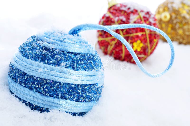 Christmas Balls on the Snow Stock Photo - Image of card, season: 35213504
