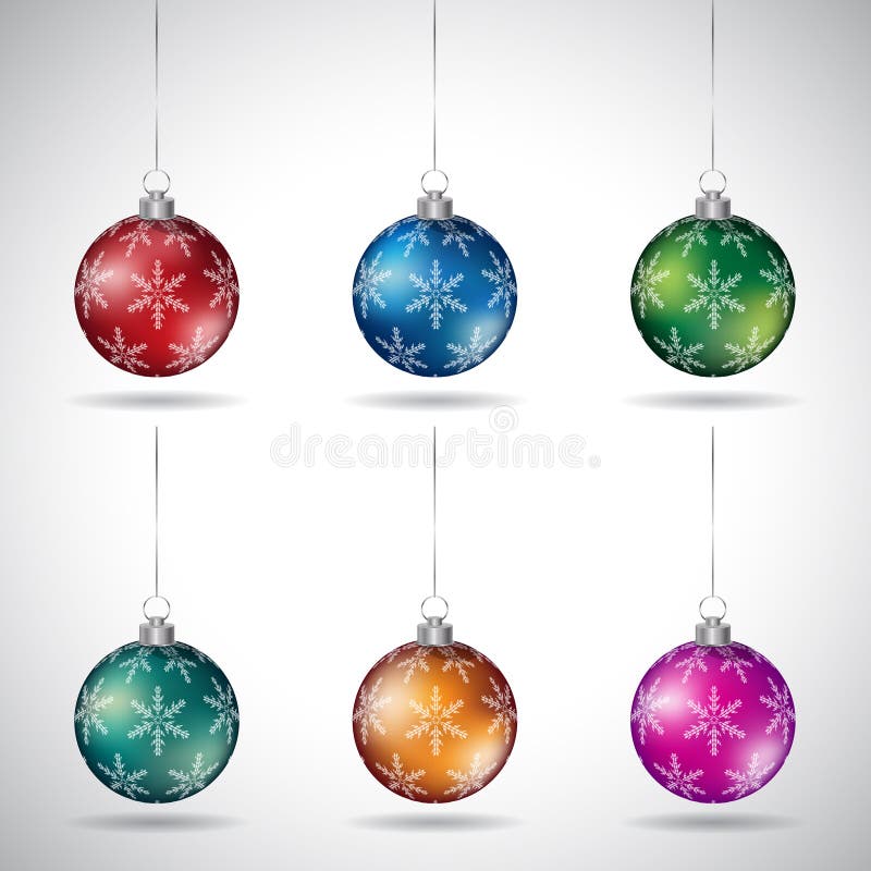 Christmas Balls with Snowflake Design and Silver String - Style Stock ...