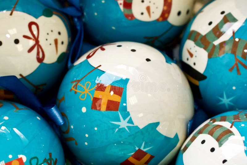 Christmas Balls with Snowman Stock Photo - Image of santa, retro: 16862402