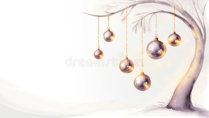 Christmas Balls on a Tree. Space for Text. Stock Image - Image of ...