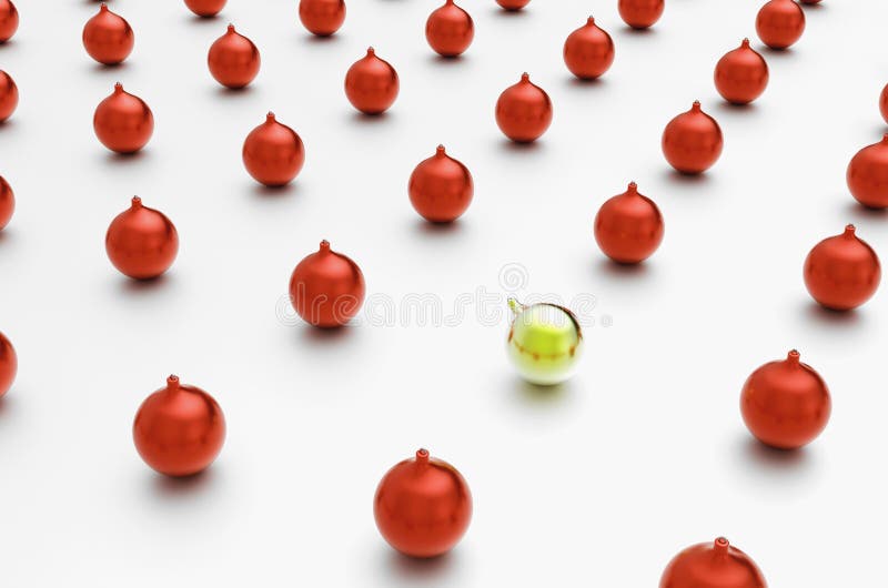 Christmas Balls on a White Background with a Gold One in Perspective ...