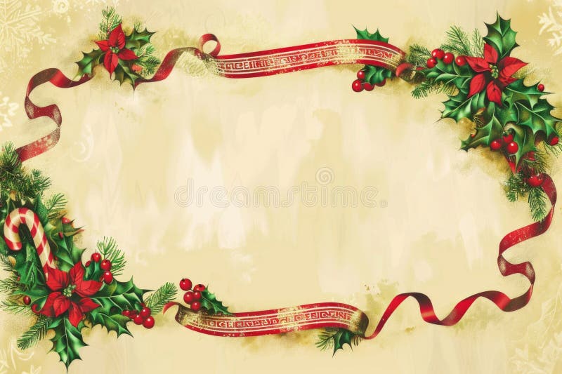 Christmas Banner with a Festive Border and Blank Center Stock ...