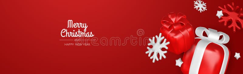 Christmas Banner with Gift Boxes and Snowflakes. Header Poster for ...