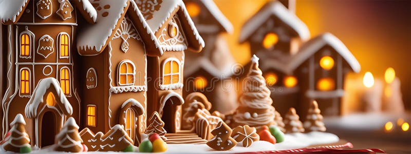 Christmas Banner with Gingerbread House Stock Illustration ...