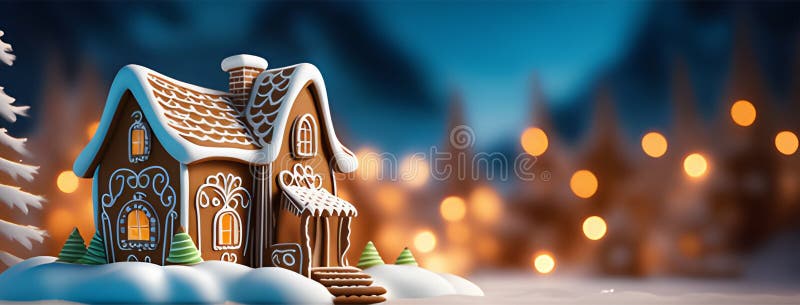 Christmas Banner with Gingerbread House Stock Illustration ...