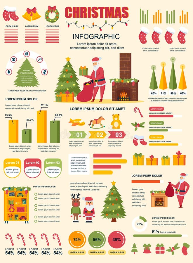 Christmas Banner with Infographic Elements. Holiday Poster Template ... Christmas Banner with Infographic Elements. Holiday Poster Template ...