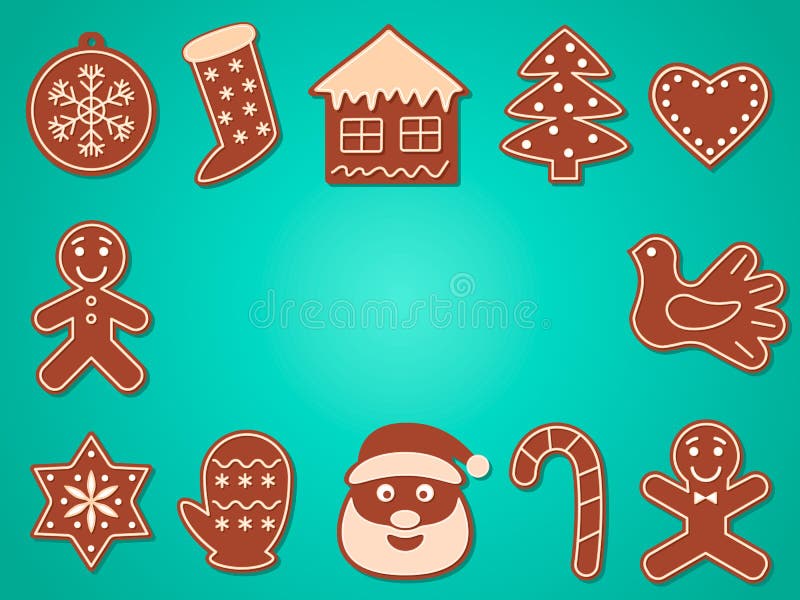 Christmas Banner, a Set of Christmas Gingerbread with Sugar Glaze Stock ...