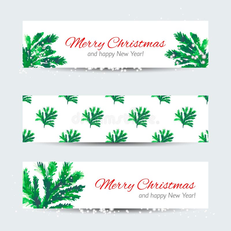Christmas Banners with Cristmas Tree Branches Stock Vector ...