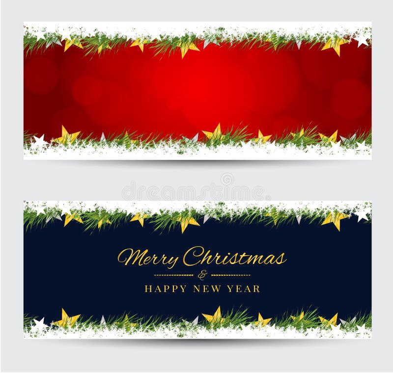 Christmas Banners with Decorated on Background. Festive Header D Stock ...