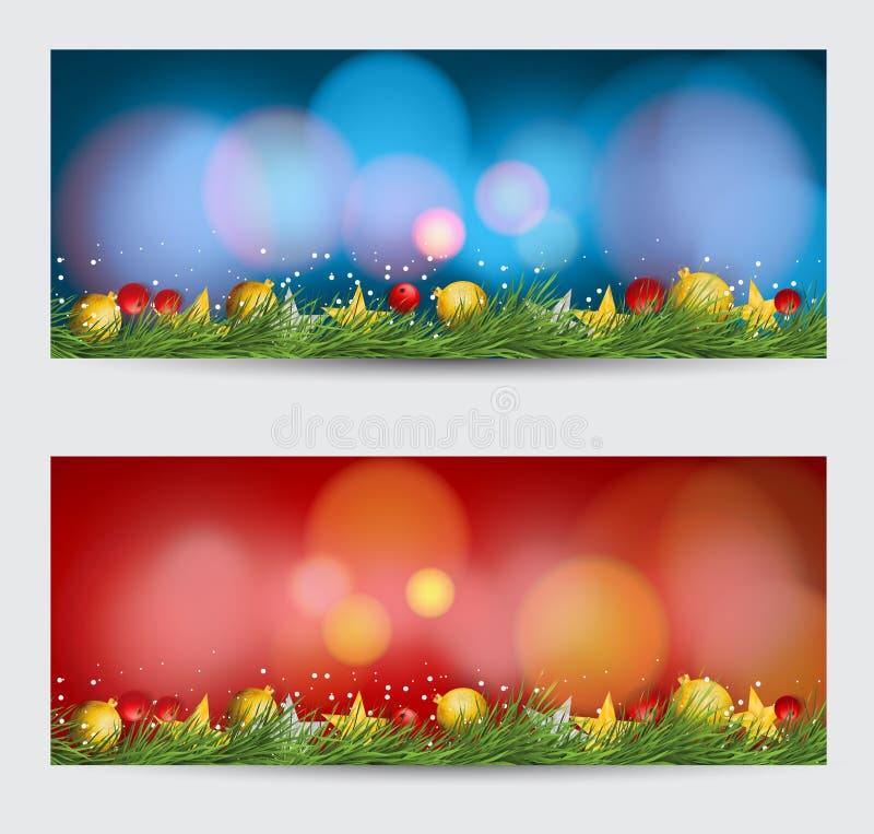 Christmas Banners with Decorated on Background. Festive Header Stock ...